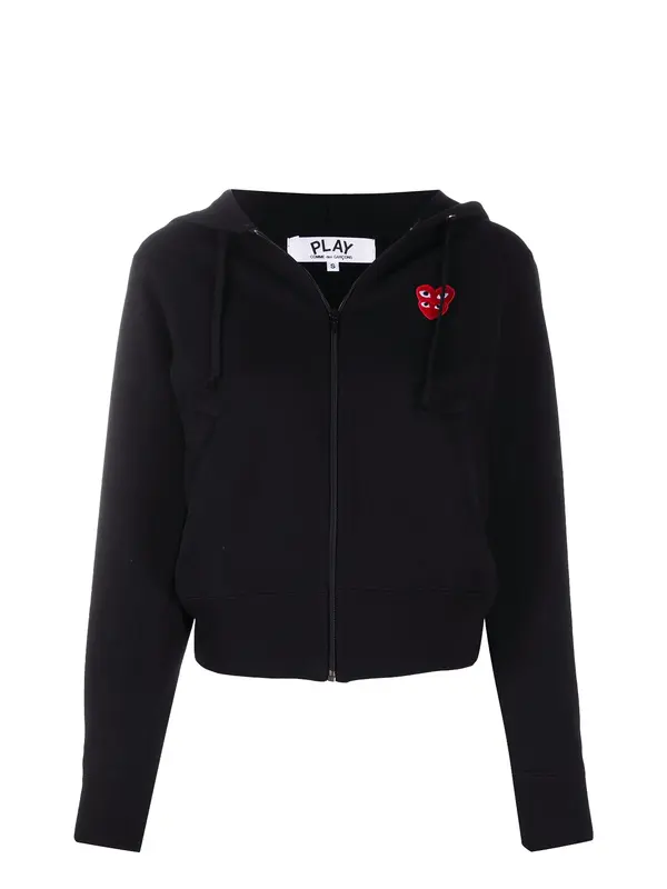 Play Comme Des Garcon Logo-motif Zip-up Hoodie - Black