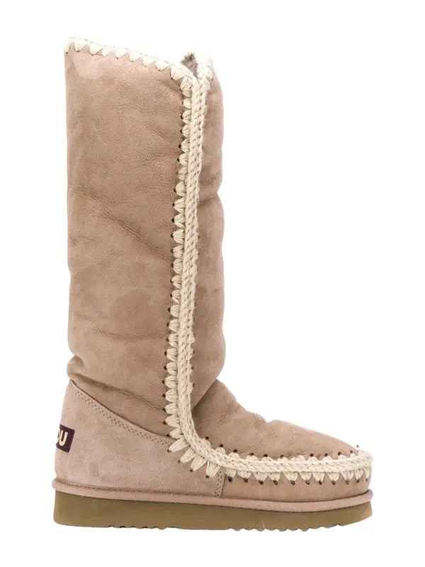 Mou Woven Detail Padded Boots - Neutrals
