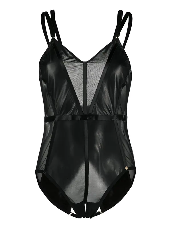 SOMETHING WICKED Mia Mesh-panelled Bodysuit - Black