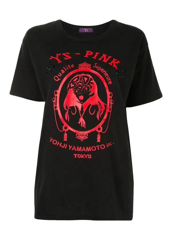 Y’s Logo Print Slim-fit T-shirt - Black