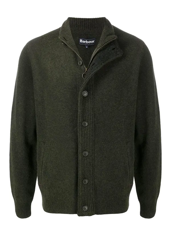 Barbour High-neck Wool Cardigan - Green