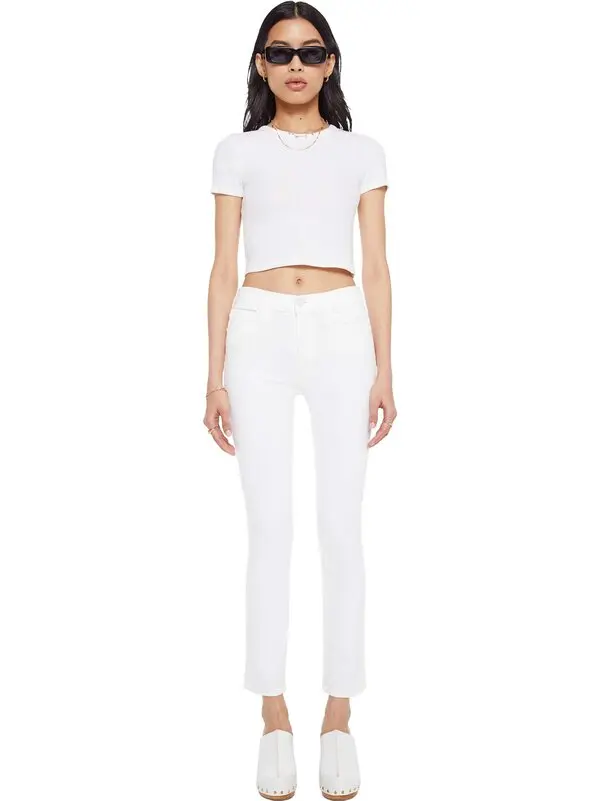 MOTHER The Mid Rise Dazzler Ankle Jeans - White