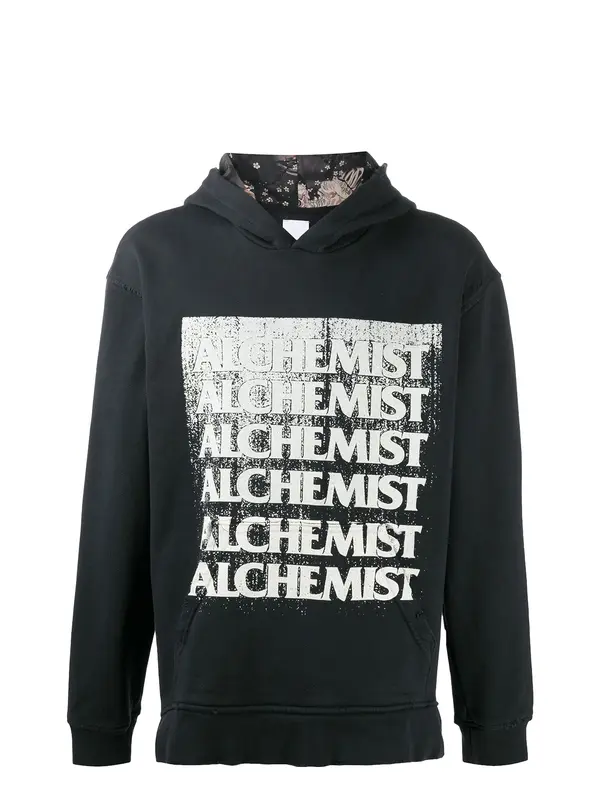 Alchemist Vintage-effect Logo Hoodie - Black