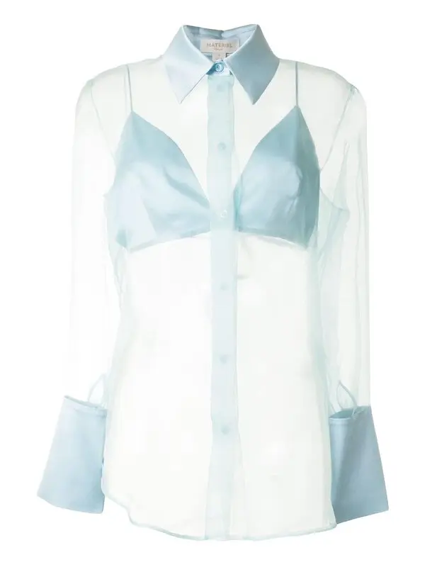 Matériel Silk Organza Shirt With Bra - Blue