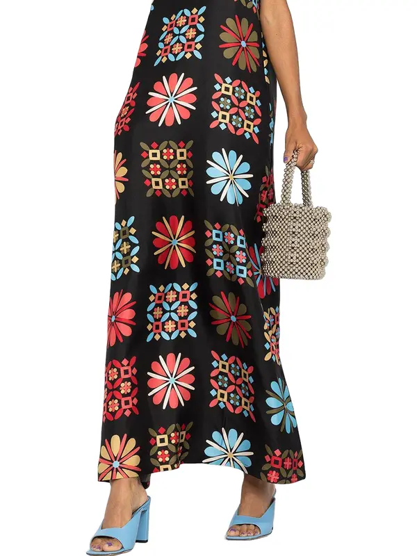 La DoubleJ Printed Silk Maxi Dress - Black