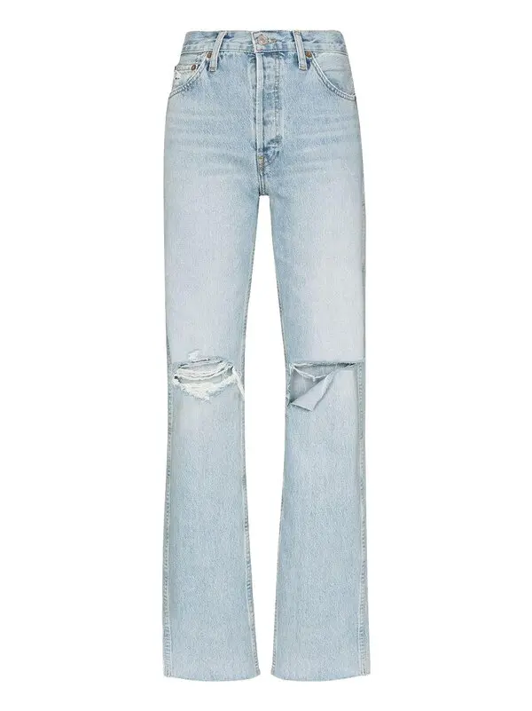 RE/DONE Ripped High-waist Jeans - Blue