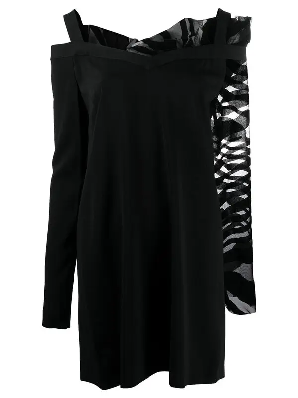 Just Cavalli Asymmetric Mini Dress - Black