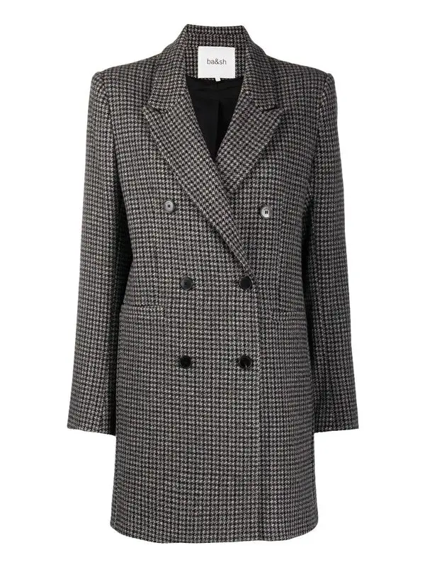 Ba&sh Nino Houndstooth Blazer Coat - Black