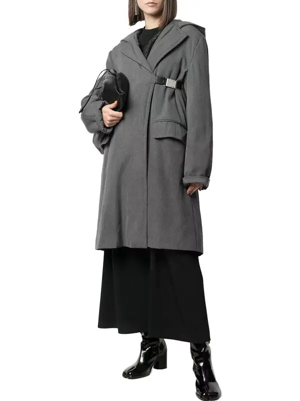 Gianfranco Ferre Wool Hooded Knee-length Coat - Grey