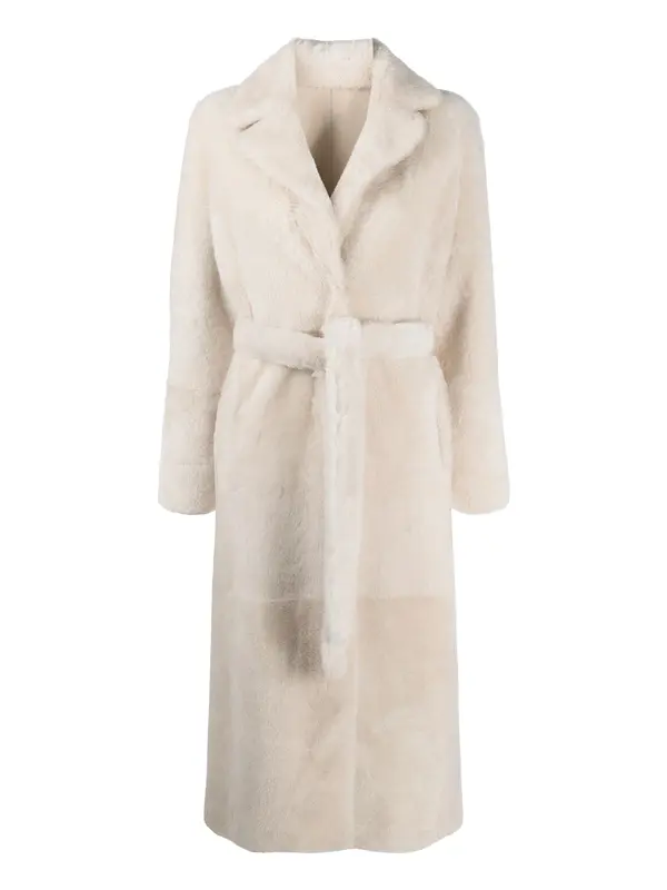 YVES SALOMON Full-length Shearling Coat - White