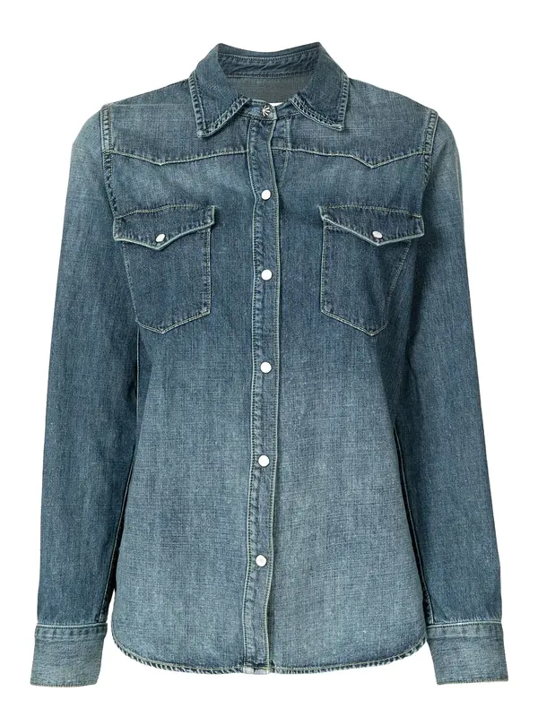 NILI LOTAN Classic-collar Denim Shirt - Blue