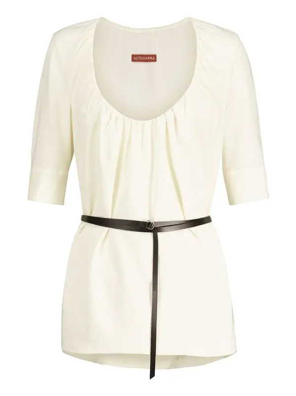 Altuzarra Nika Belted Crêpe Top - White