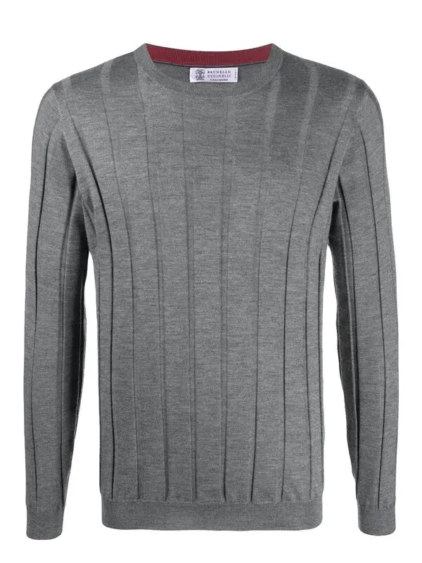 Brunello Cucinelli Thick-rib Crew-neck Jumper - Grey