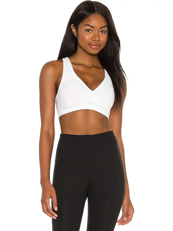 Beyond Yoga Spacedye Lift Your Spirits Sports Bra In White - Cloud White