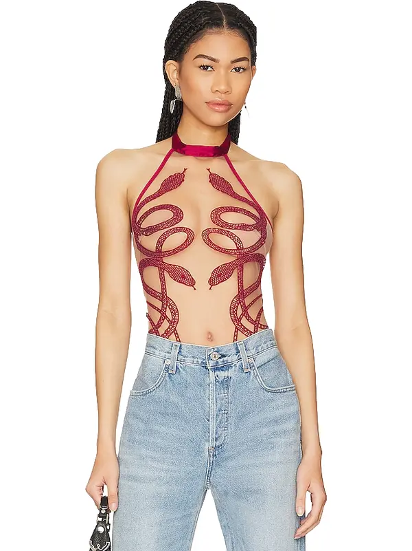 THISTLE AND SPIRE Medusa Bodysuit - Oxblood