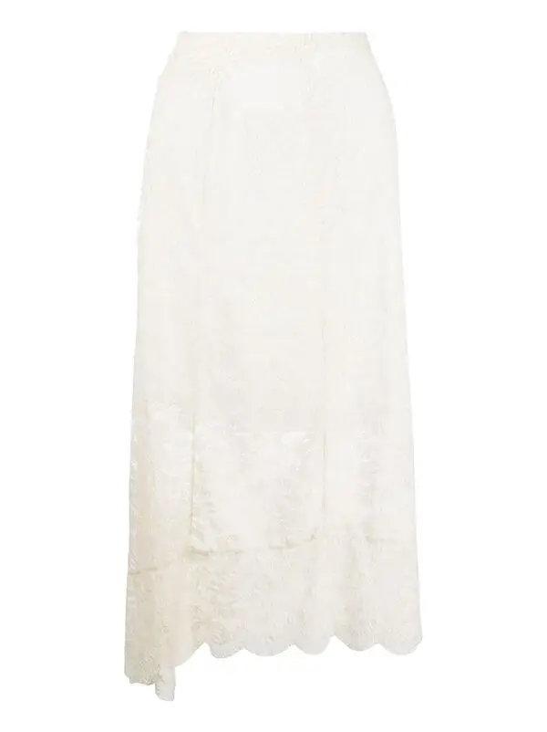 Rabanne Split-hem Lace Midi Skirt - Neutrals