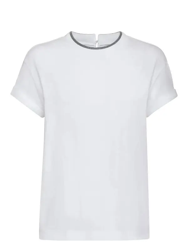 Brunello Cucinelli Contrast-trim T-shirt - White
