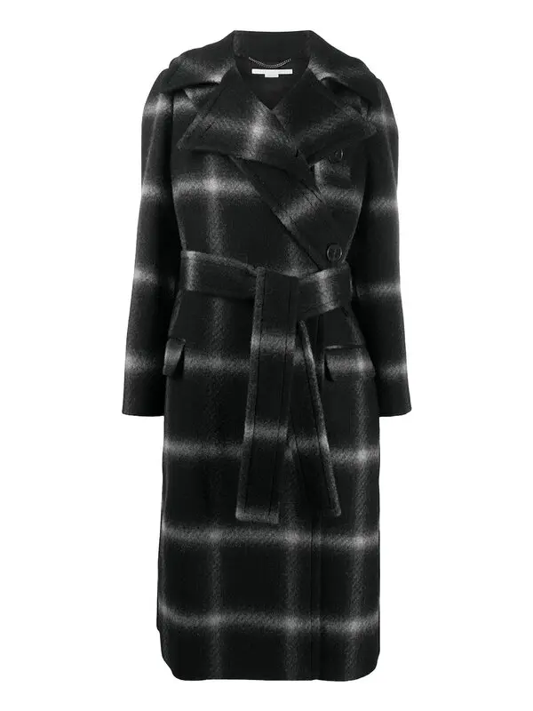 Stella McCartney Sophia Checked Wool Coat - Black