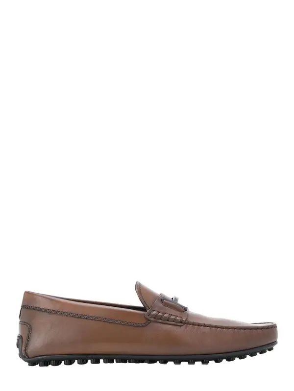 TOD'S T Logo Plaque Loafers - Brown