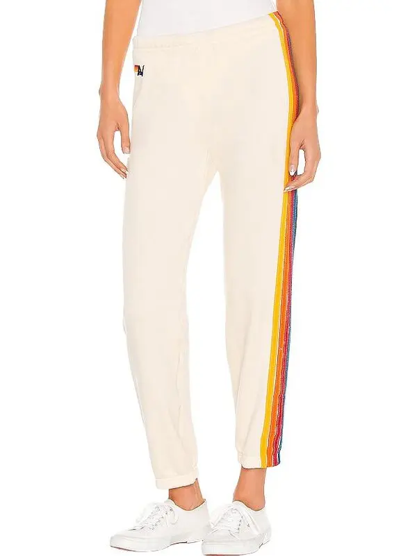 Aviator Nation 5 Stripe Sweatpant - Vintage White