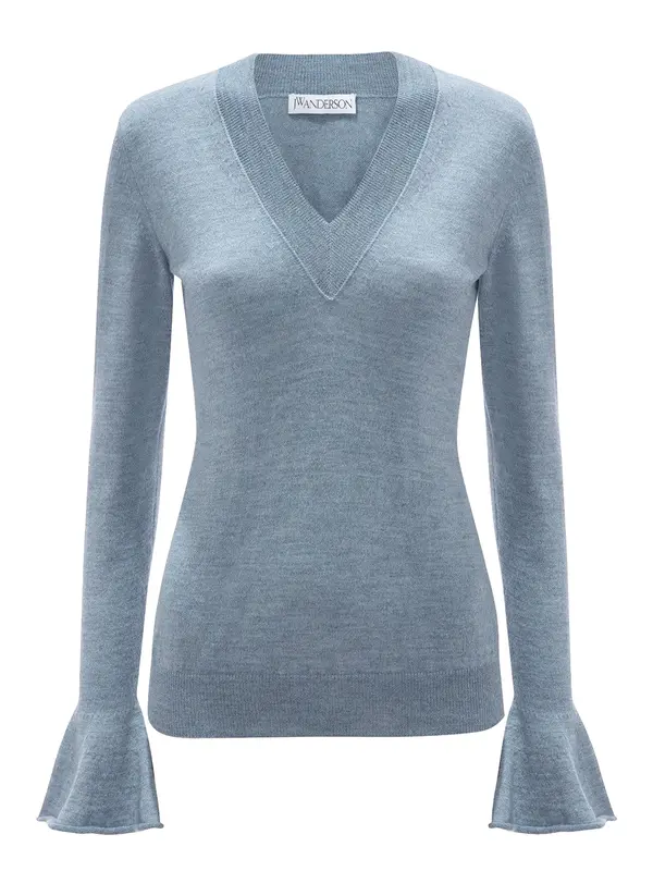 JW Anderson Flared Cuff Logo Pullover - Blue