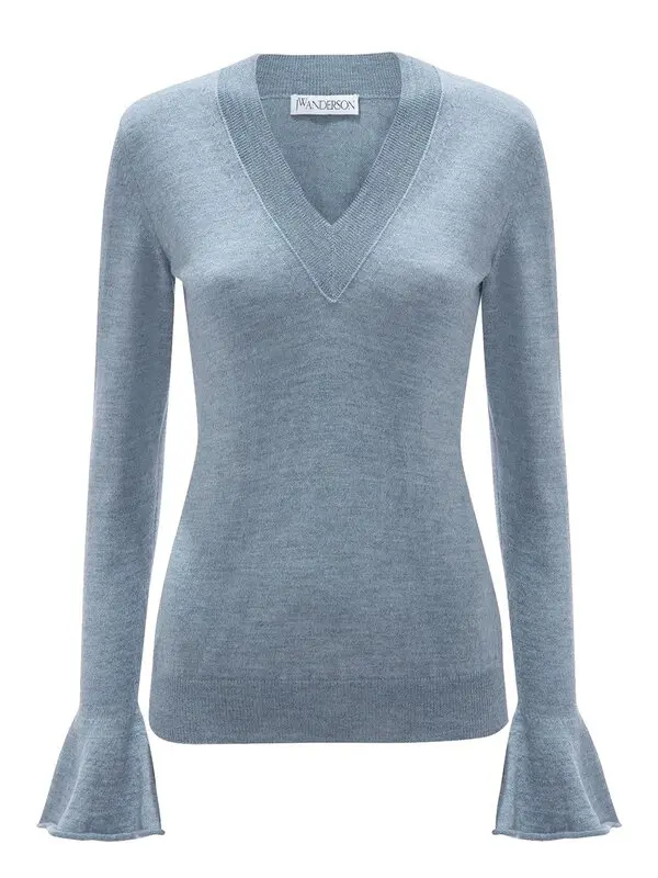 JW Anderson Flared Cuff Logo Pullover - Blue