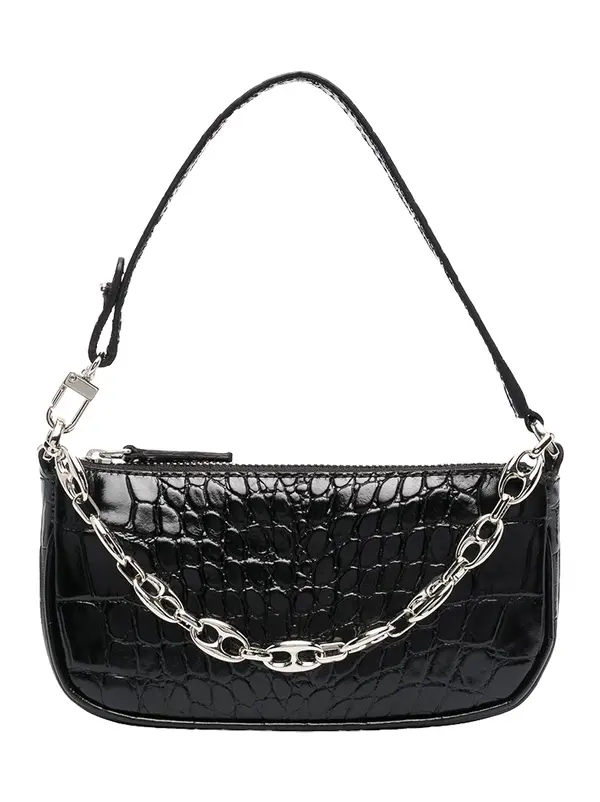 By Far Embossed Shoulder Bag - Black
