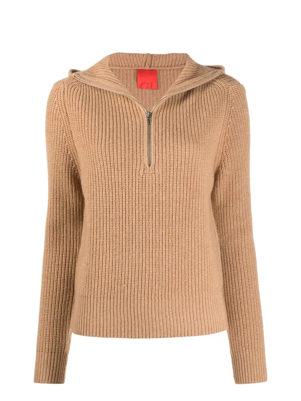 Cashmere In Love Ribbed-knit Hoodie - Brown
