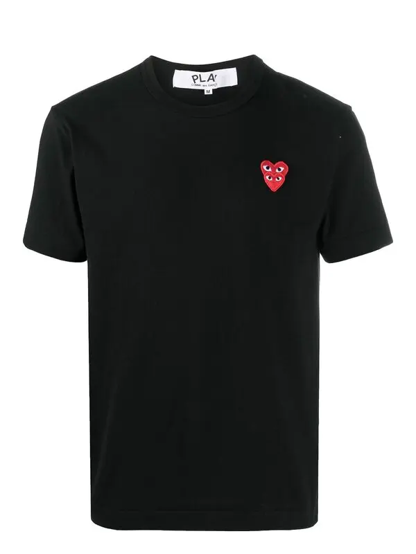 Play Comme Des Garcon Heart-embroidered Crew-neck T-shirt - Black