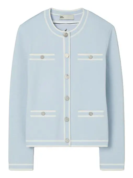 Tory Burch Kendra Cardigan - Blue/new Ivory