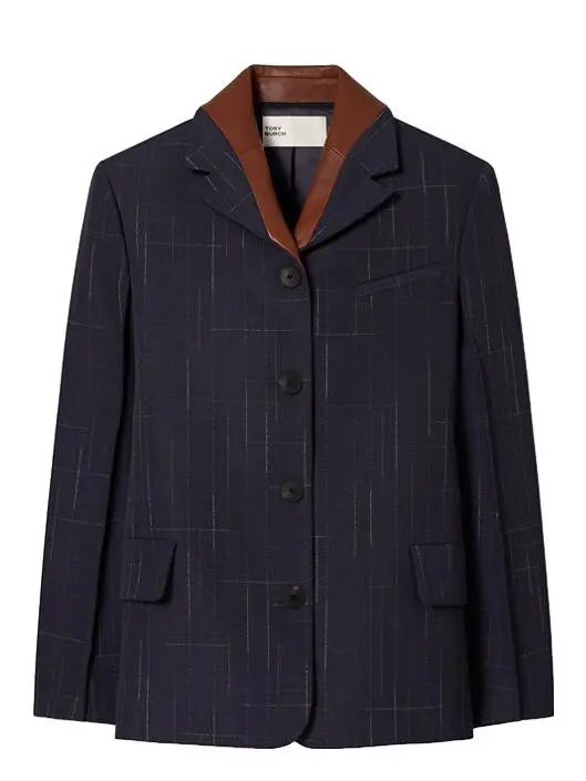 Tory Burch Wool Double-breasted Blazer - Dark Navy/copper