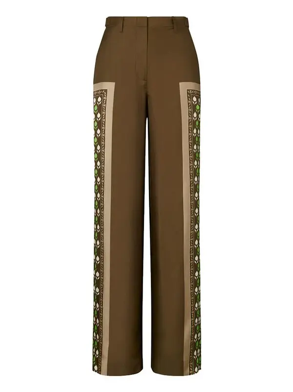 Tory Burch Printed Satin Pant - Chocolate Pomegranate