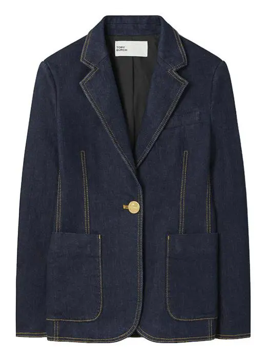 Tory Burch Denim Blazer - Dark Wash