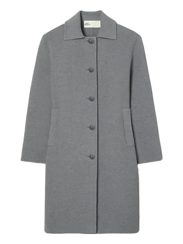 Tory Burch Wool Coat - Flecked Gray