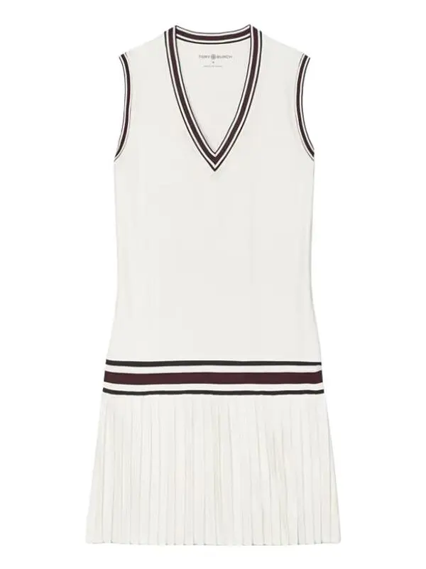 Tory Burch Performance Jersey V-neck Tennis Dress - Snow White