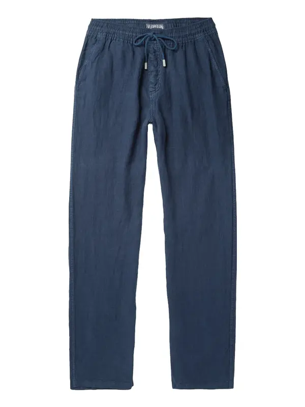 Vilebrequin Pacha Wide-leg Linen Trousers - Blue