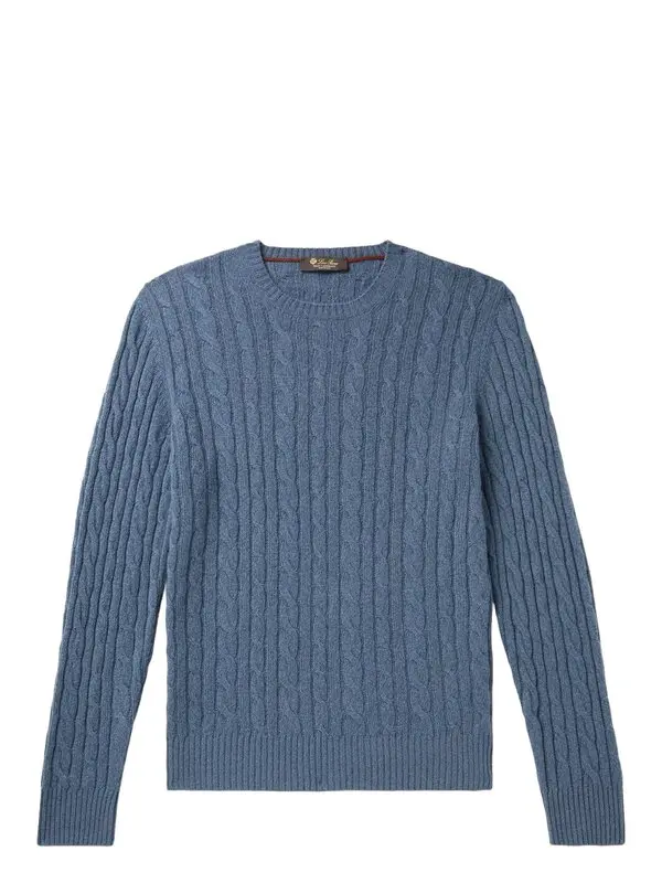 Loro Piana Slim-fit Cable-knit Baby Cashmere Sweater - Blue
