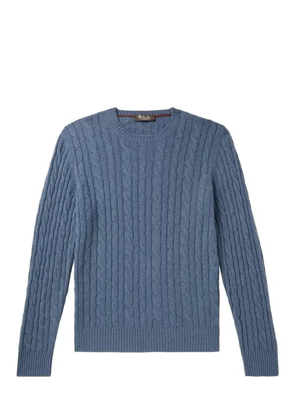 Loro Piana Slim-fit Cable-knit Baby Cashmere Sweater - Blue