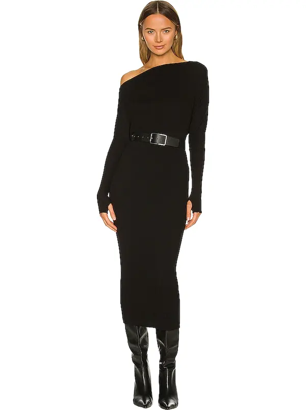 Enza Costa Sweater Knit Slouch Dress - Black
