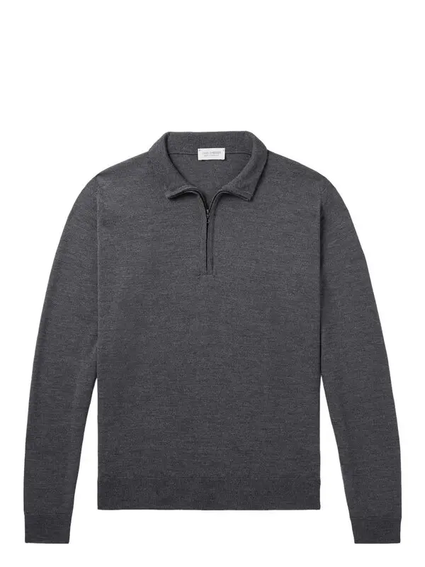 John Smedley Tapton Merino Wool Half-zip Sweater - Gray