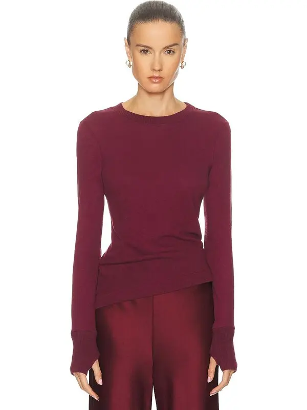 Enza Costa Cashmere Easy Cuffed Crew Neck Top - Barolo