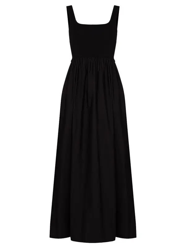 Matteau Gathered-waist Sleeveless Maxi Dress - Black