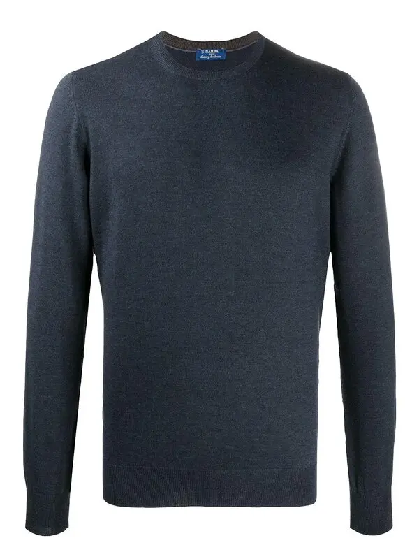 BARBA NAPOLI Crew Neck Wool Jumper - Blue