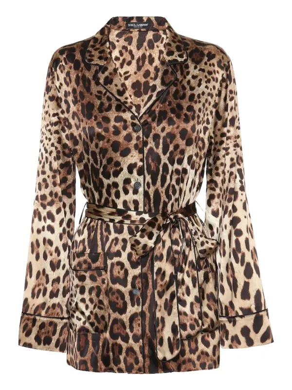 Dolce & Gabbana Leopard-print Silk-blend Top - Beige