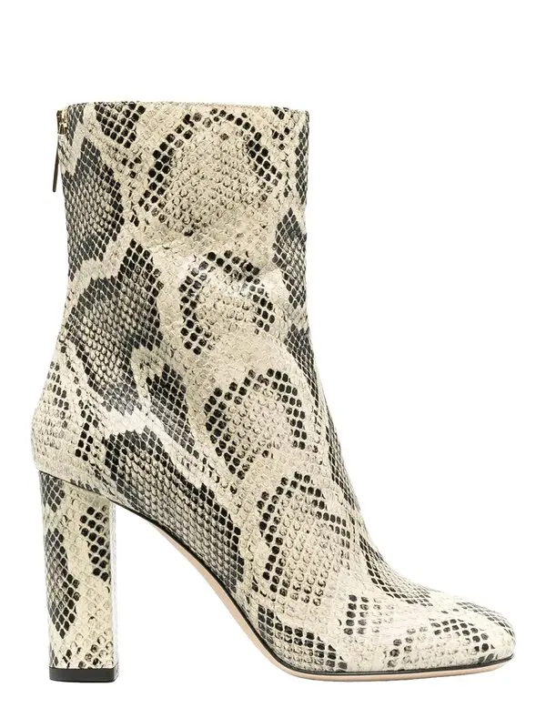 Paris Texas Python-effect 100mm Ankle Boots - Neutrals
