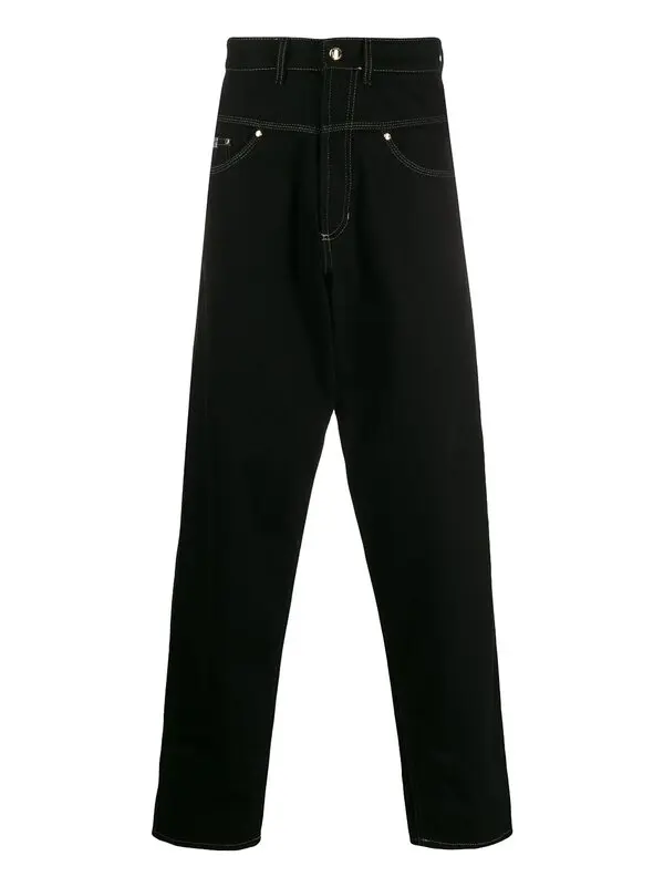 Versace Drop Crotch Wide Leg Jeans - Black