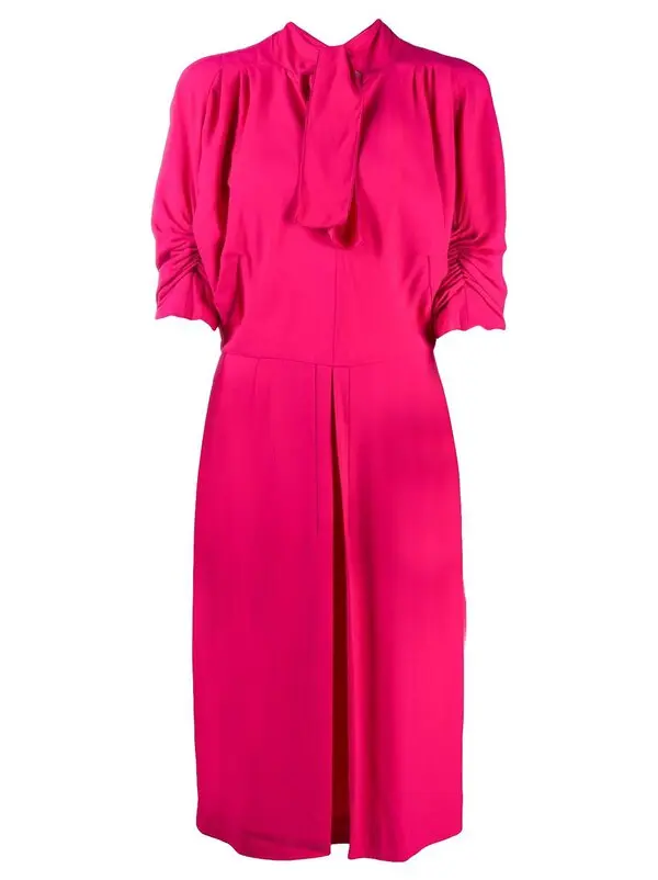 Marni Ruched-sleeves Tie-neck Day Dress - Pink