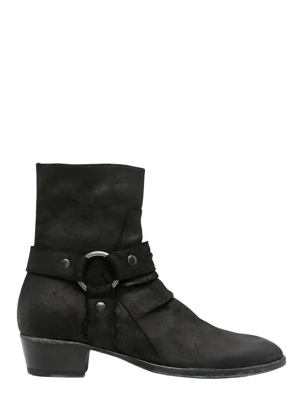 MATT MORO Leather Harness Ankle Boots - Black