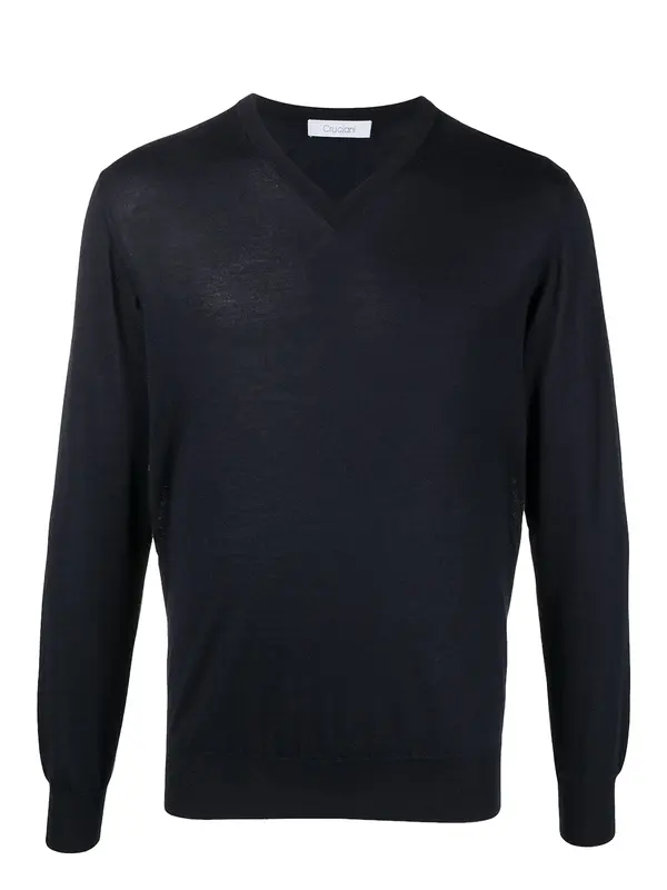 CRUCIANI Long-sleeve V-neck Jumper - Blue