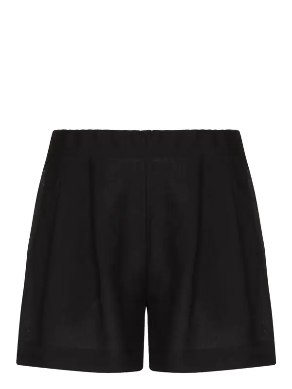 Asceno Organic Linen Elasticated Shorts - Black